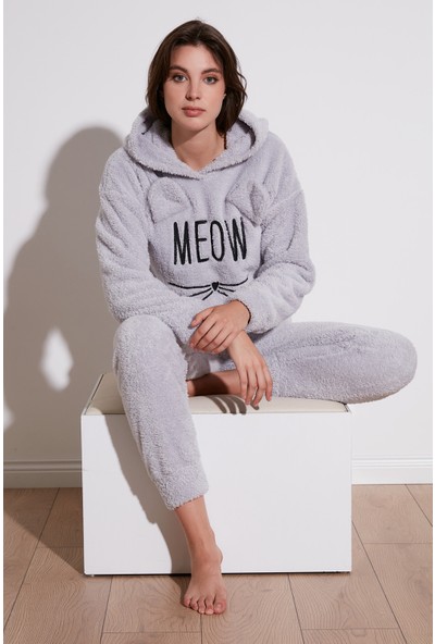 Lela Kapüşonlu Elastik Bantlı Peluş Pijama Takımı Bayan Pijama Takımı 6094130 Lela Kapüşonlu Elastik Bantlı Peluş Pijama Takımı Bayan Pijama Takımı 6094130