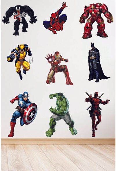 Sepet Yıldızı Marvel Avengers Hulk Ironman Batman Wolverine Venom Captain America Örümcek Adam Duvar Sticker Seti Sepet Yıldızı Marvel Avengers Hulk Ironman Batman Wolverine Venom Captain America Örümcek Adam Duvar Sticker Seti