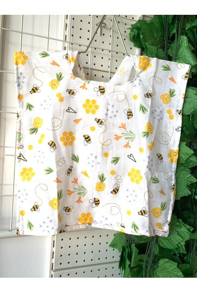 M.M Beba Organik Müslin Bal Arısı Desenli Kapuşonlu Deniz Panço Unisex M.M Beba Organik Müslin Bal Arısı Desenli Kapuşonlu Deniz Panço Unisex