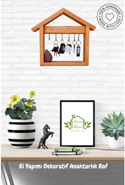 El Yapımı Ahşap Dekoratif Anahtarlık Raf Duvar Rafı Hol Anahtarlık