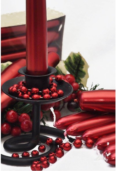 Dekoratif Şık Görünümlü Kırmızı 4 Adet Şamdan Mumu 25 cm Kırmızı Şamdan Mum 4 Adet