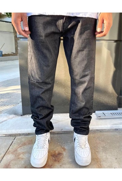 Bpm Premium Baggy Fit Düz Kot Pantolon Siyah