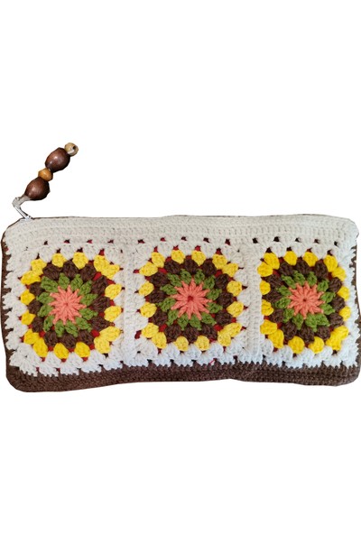 Motifli Örgü Portföy/clutch Çanta