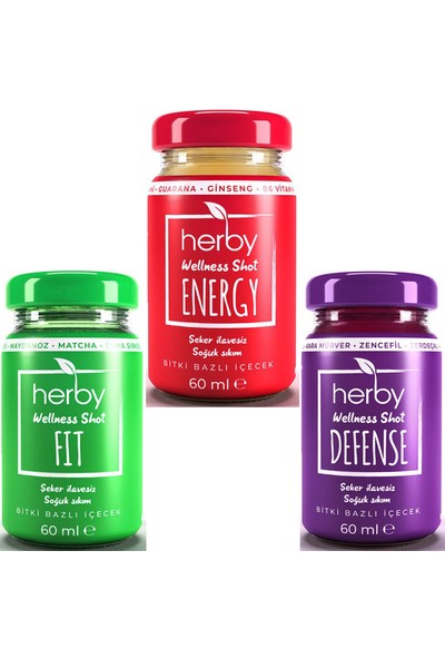 Herby Shot Deneme Paketi 3 x 60 ml (Fit-Energy-Defense Shot) Herby Shot Deneme Paketi 3 x 60 ml (Fit-Energy-Defense Shot)