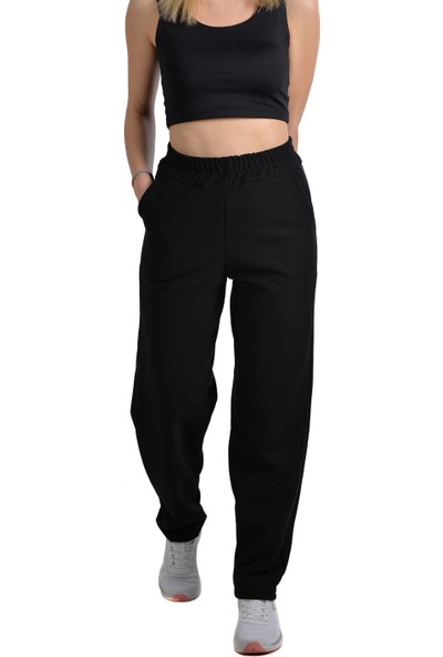 Bky Kadın Siyah Yüksek Bel Basic Eşofman Altı