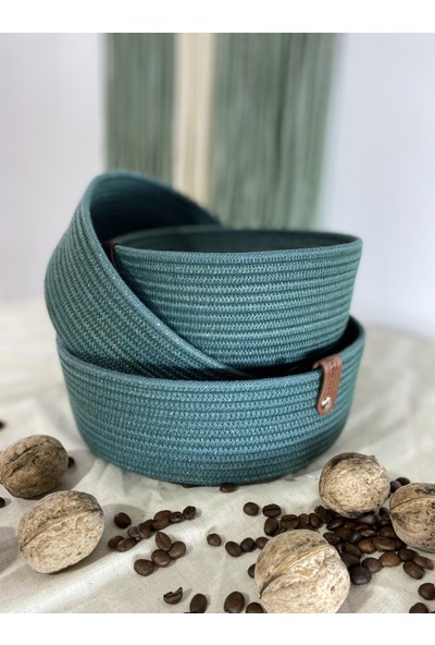 Sannas Decor Yeşil Üçlü Sepet Seti Sannas Decor Yeşil Üçlü Sepet Seti