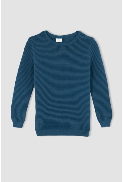 DeFacto Erkek Çocuk Regular Fit Okula Dönüş Bisiklet Yaka Triko Kazak X8337A622AU DeFacto Erkek Çocuk Regular Fit Okula Dönüş Bisiklet Yaka Triko Kazak X8337A622AU