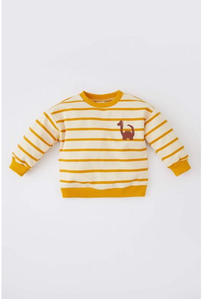 DeFacto Erkek Bebek Regular Fit Çizgili Bisiklet Yaka Sweatshirt Y3717A222AU DeFacto Erkek Bebek Regular Fit Çizgili Bisiklet Yaka Sweatshirt Y3717A222AU