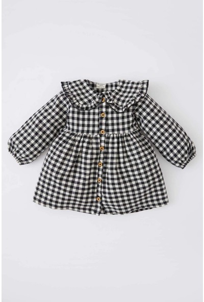 DeFacto Kız Bebek Kareli Regular Fit Büyük Yaka Uzun Kollu Flanel Elbise Y7312A222WN DeFacto Kız Bebek Kareli Regular Fit Büyük Yaka Uzun Kollu Flanel Elbise Y7312A222WN