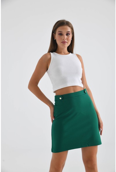 Mickey Max Bordo Renk Düğme Detaylı Etek