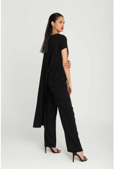 You Vess Özel Tasarım Şık ve Rahat Ithal Dökümlü Kumaş Kadın Pantolon ROYAL11