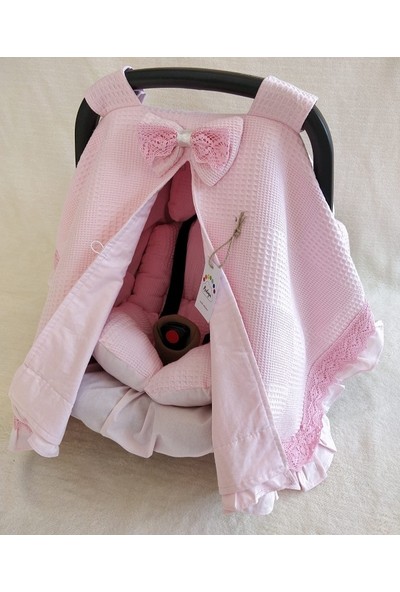Raduga Collection Puset Örtüsü+Puset Minderi+Puset Çarşafı 3'lü Set Pembe Dantelli-Fırfırlı Raduga Collection Puset Örtüsü+Puset Minderi+Puset Çarşafı 3'lü Set Pembe Dantelli-Fırfırlı