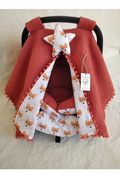 Raduga Collection Puset Örtüsü+Puset Minderi+Puset Çarşafı 3'lü Set Tilki Kiremit