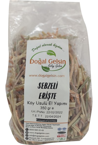 Doğal Gelsin Sebzeli Erişte - 350 gr Doğal Gelsin Sebzeli Erişte - 350 gr