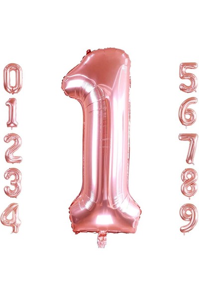 Patladı Gitti 1 Bir Rakam Rose Gold Folyo Balon 32-34 Patladı Gitti 1 Bir Rakam Rose Gold Folyo Balon 32-34
