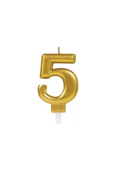 Tahtakale Toptan 5 Rakamı Mum Gold Renk Tahtakale Toptan 5 Rakamı Mum Gold Renk