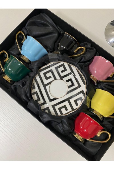Gönül Porselen Versace Model Renkli Porselen Fincan Takımı