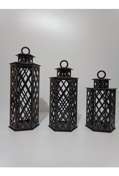 Canlı Tahtam Dekoratif Ahşap 6 Gen Siyah Mumluk Canlı Tahtam Dekoratif Ahşap 6 Gen Siyah Mumluk