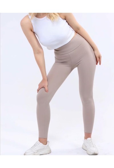 Vicuna Yüksek Bel Fitilli Tayt Bej Vicuna Yüksek Bel Fitilli Tayt Bej