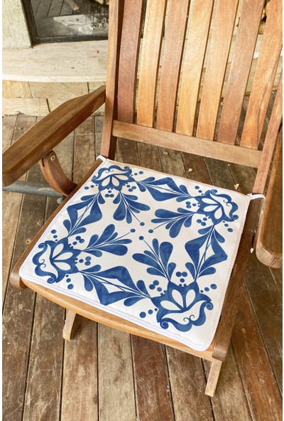 Rivaİstanbul Mavi Rüya Desenli Sandalye Minderi 40 x 40 cm