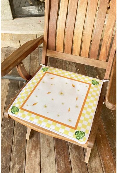 Rivaİstanbul Sarı Dama Sandalye Minderi 40 x 40 cm