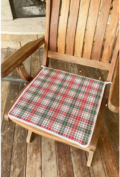 Rivaİstanbul Yeşil Ekose Pastel Karelaj Sandalye Minderi 40 x 40 cm