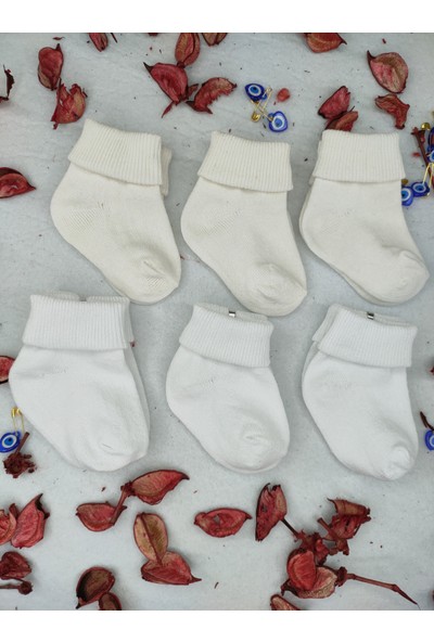 Akface Unisex Beyaz Ekru Pamuklu Kıvrıkyenidoğan 6 Lı Bebekçorabı Akface Unisex Beyaz Ekru Pamuklu Kıvrıkyenidoğan 6 Lı Bebekçorabı