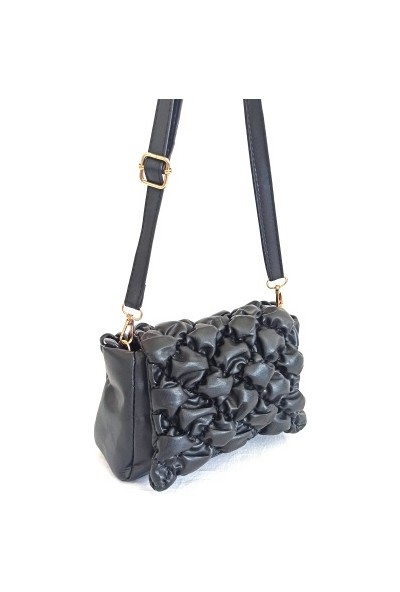 Dazzy Moda Baklava Kapitone Kabartma Desenli Kadın Omuz Ve El Çantası Siyah