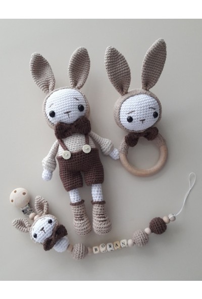 ikrastore Amigurumi 3'lü Mıntı Tavşan Set