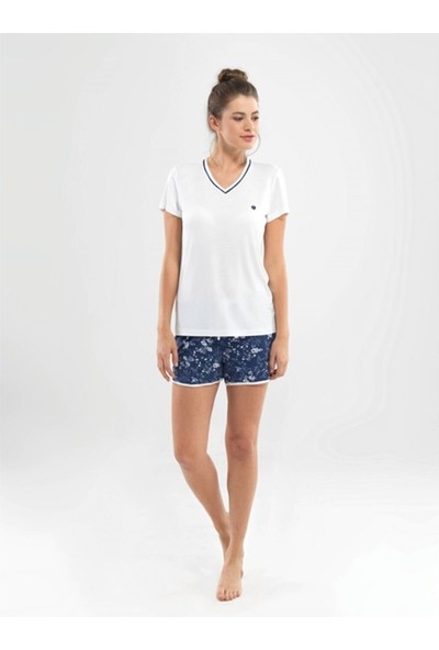 6799-BLACKSPADE Bayanşortlu Pijamatakımı-Beyaz