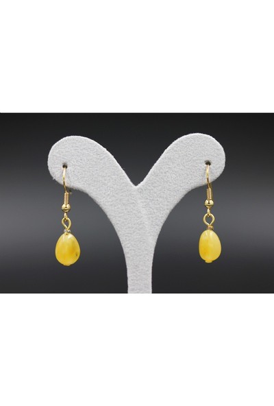 Takı Ağacı Damla Kehribar Metal Küpe Takı Ağacı Damla Kehribar Metal Küpe