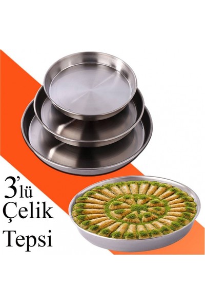 Qpazar 430 Çelik Fırın Tepsiset 3'lü No:1 ( 26/30/34 cm ) Qpazar 430 Çelik Fırın Tepsiset 3'lü No:1 ( 26/30/34 cm )