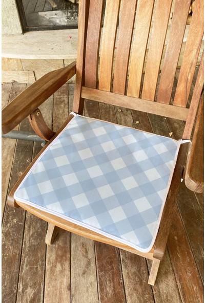 Rivaİstanbul Mavi Ekose Sandalye Minderi 40 x 40 cm