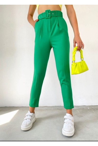 Tu Estilo Kaplama Kemerli Yeşil Pantolon
