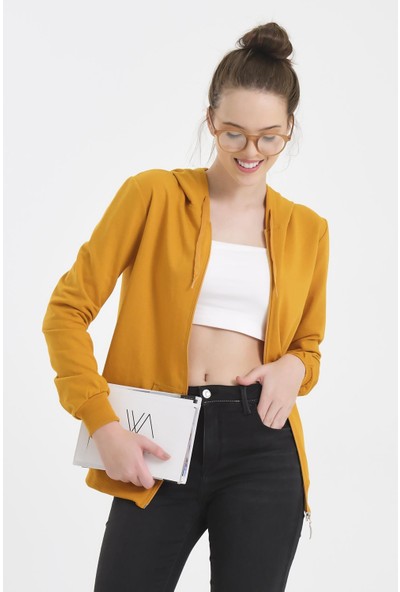 Rodi Fermuarlı Kapüşonlu Basic Örme Ince SWEATSHIRT DS22YB110163