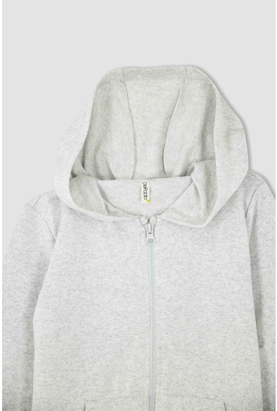 DeFacto Kız Çocuk Regular Fit Kapüşonlu Kalın Kumaş Hırka Y0943A622AU