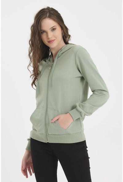 Rodi Fermuarlı Kapüşonlu Basic Örme Ince SWEATSHIRT DS22YB110163