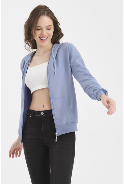 Rodi Fermuarlı Kapüşonlu Basic Örme Ince SWEATSHIRT DS22YB110163