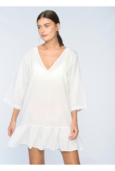 Aeropostale Plaj Elbisesi, M-L, Beyaz