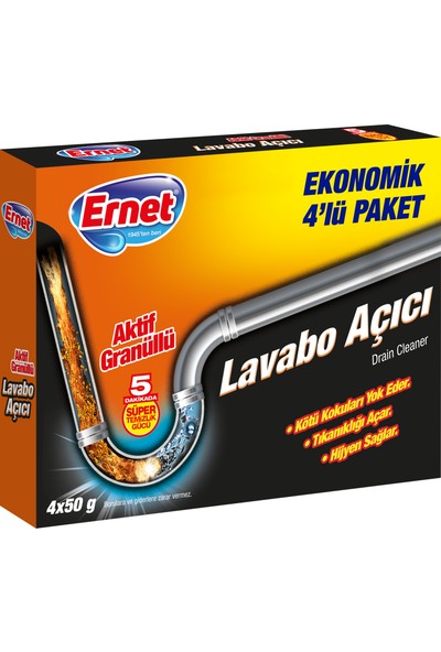 Ernet Lavabo Açıcı Granül 4'lü Ekonomik Paket Ernet Lavabo Açıcı Granül 4'lü Ekonomik Paket
