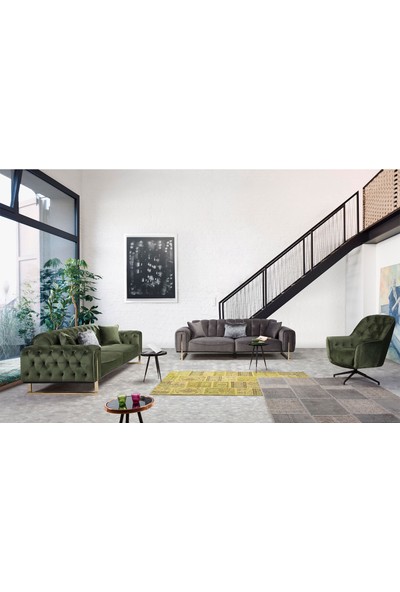 Eymense Kiev Koltuk Takımı Yeşil Gri 3+3+1