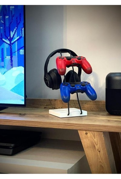 Beyaz Ahşap ve Siyah Metal Gaming Ps4 Ps5 Xbox Joystick Kontroller Tutucu ve Kulaklık Dikey Standı Beyaz Ahşap ve Siyah Metal Gaming Ps4 Ps5 Xbox Joystick Kontroller Tutucu ve Kulaklık Dikey Standı