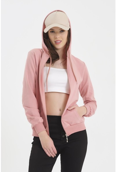 Rodi Fermuarlı Kapüşonlu Basic Örme Ince SWEATSHIRT DS22YB110163