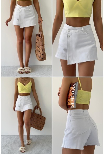 Jdr Yırtıklı Cool Denim Şort Etek