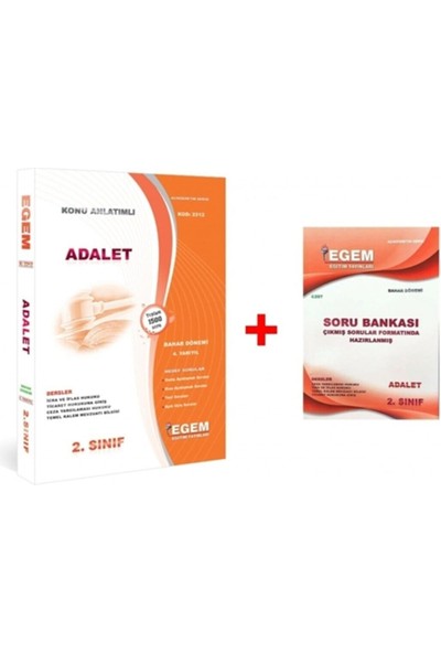 Egem Yayınları AÖF Adalet 2. Sınıf 4. Yarıyıl Bahar Konu Soru Çıkmış Set (Ciltli) Egem Yayınları AÖF Adalet 2. Sınıf 4. Yarıyıl Bahar Konu Soru Çıkmış Set (Ciltli)