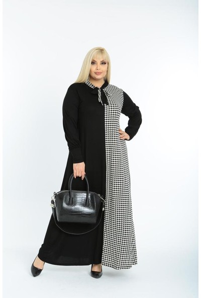 Modern Tesettür Kazayağı Parçalı & Kravat Detaylı Büyük Beden Elbise Modern Tesettür Kazayağı Parçalı & Kravat Detaylı Büyük Beden Elbise