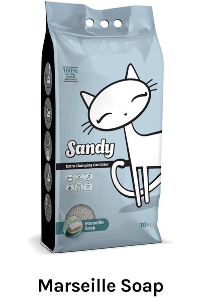 Sandy Marsilya Sabun Kokulu Bentonit Doğal Kedi Kumu 10 kg Sandy Marsilya Sabun Kokulu Bentonit Doğal Kedi Kumu 10 kg