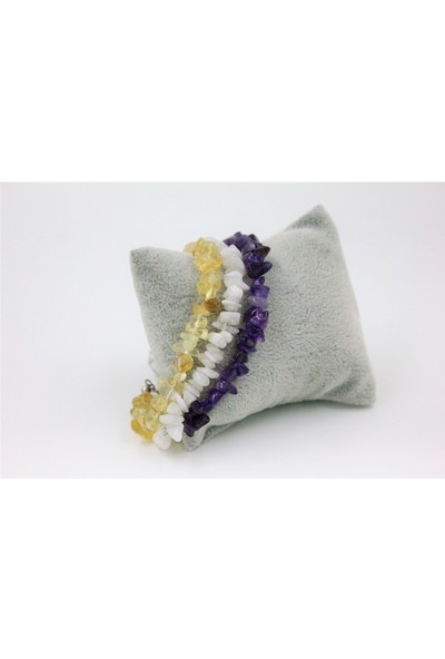 Takı Ağacı Ametist-Ay Taşı-Sitrin Taşı Şekilsiz Bileklik (3'lü) Takı Ağacı Ametist-Ay Taşı-Sitrin Taşı Şekilsiz Bileklik (3'lü)
