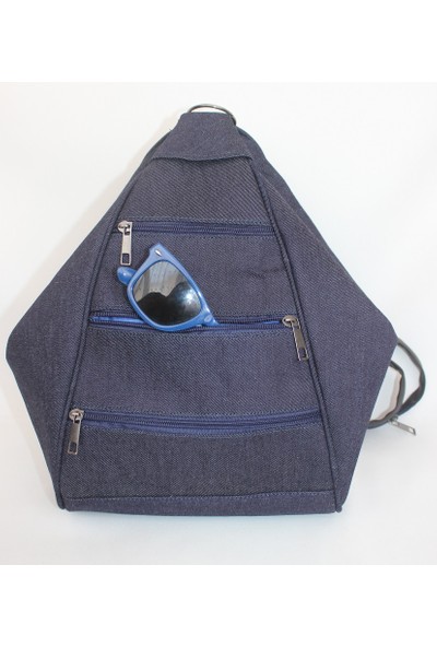 Kot Kumaş Kadın Sırt Omuz Çantası Lacivert Tatilde,işte,okulda,sporda.