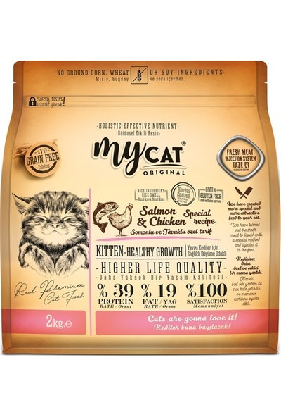 Mycat Low Grain Somonlu ve Tavuklu Kitten - Yavru Kedi Maması 2 kg x 2 Adet Mycat Low Grain Somonlu ve Tavuklu Kitten - Yavru Kedi Maması 2 kg x 2 Adet